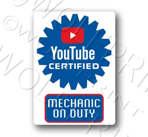 YouTube Certified Mechanic 5" Tall Sticker - On Duty Vinyl Decal ASE ...