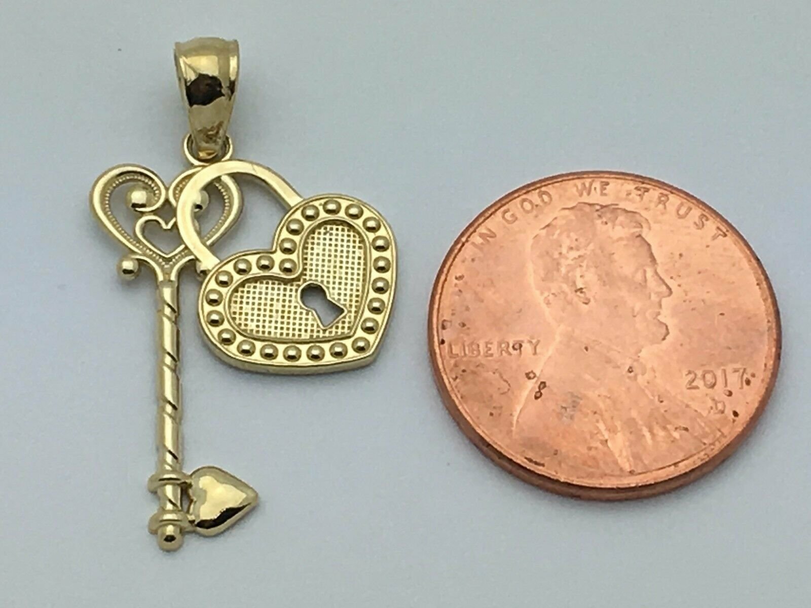 14k Yellow Gold Solid Heart Locket Key Charm Pendant 1.15" 1.2 grams | eBay