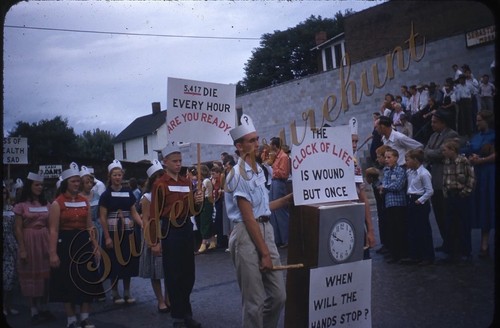 Doomsday Sign Protest Teenager Clock Life 1950s 35mm Slide Red Border ...