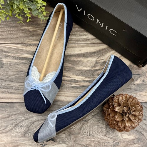 NIB Vionic 8.5W WIDE Klara Knit Ballet Flats Skimmers Navy | eBay