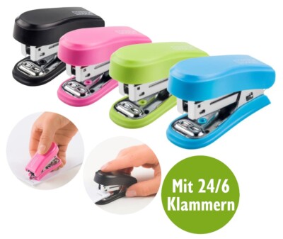 Novus Heftgerät Hefter Mini für 12 Blatt, Farbe wählbar inkl. 24/6 ...
