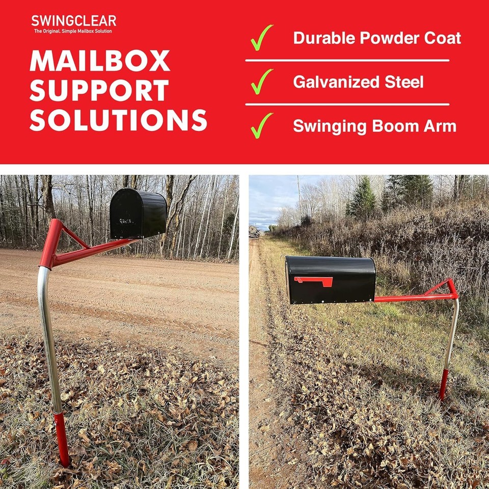 Mailbox Support Post with Swinging Boom Arm, No Dig Post, 40 Inch (Red ...