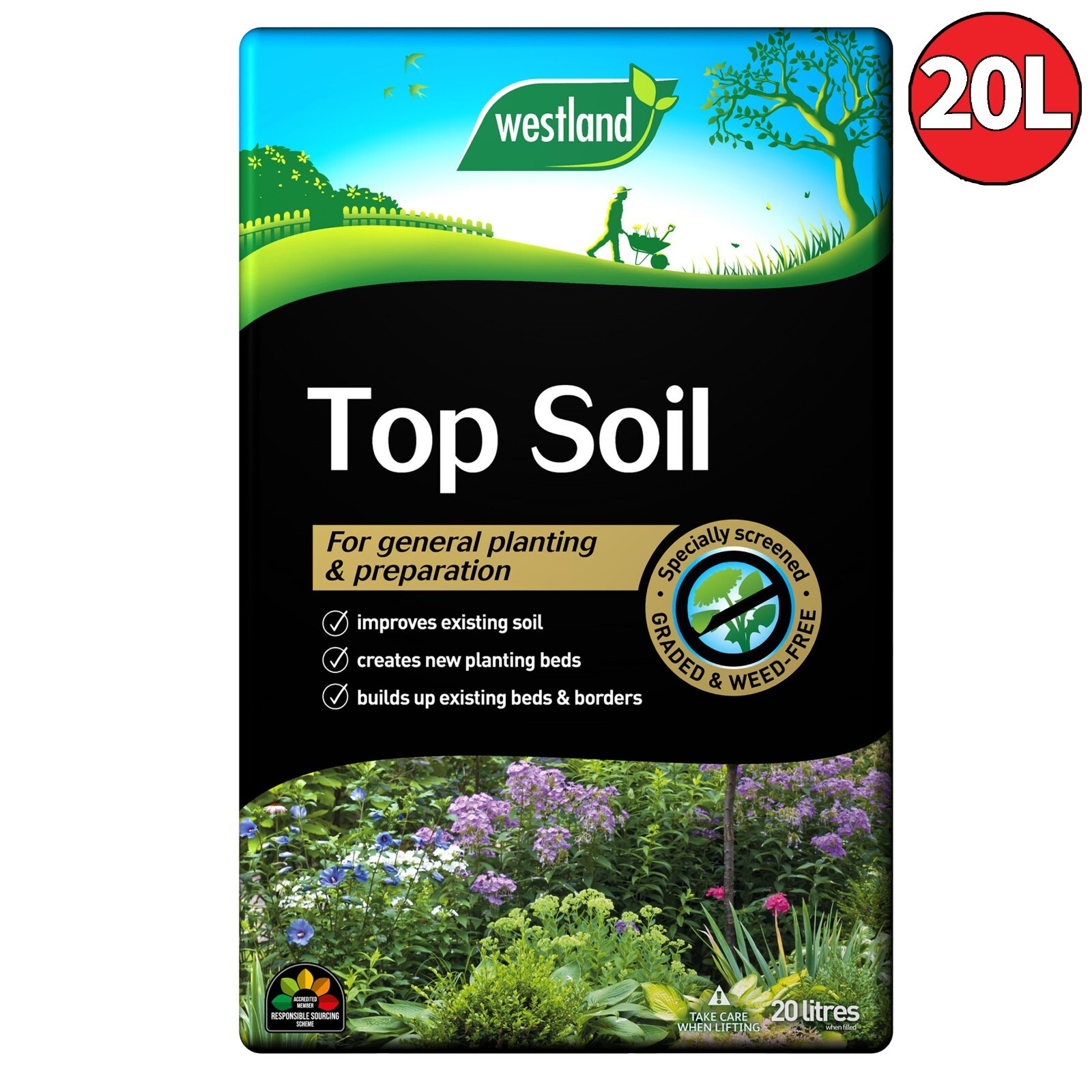 WESTLAND LEVINGTON TOP SOIL HIGH QUALITY TOPSOIL ALL MULTI PURPOSE 20L ...