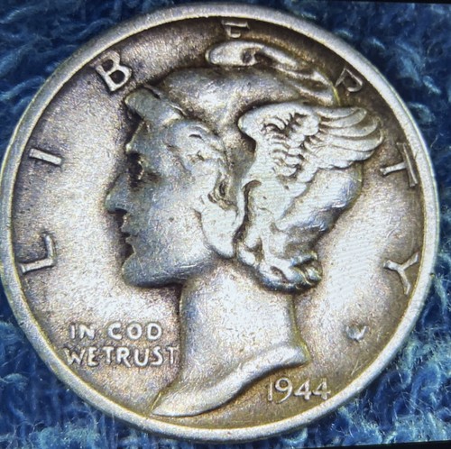 1944-S Mercury Dime Full Bands Filled In Designer Initial W, “IN COD WE ...