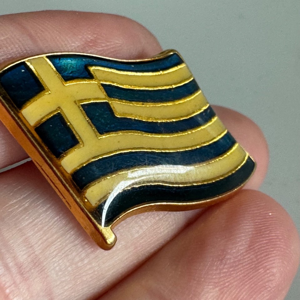 Vintage Greece Flag Lapel Pin – Blue & White Greek Cross Enamel ...