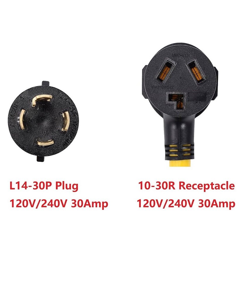 NEMA L14-30P to 10-30R 240V 30 Amp 4 Prong Twist Lock Male Plug to 3 ...