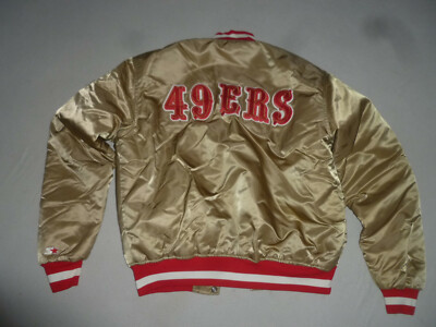 VINTAGE SAN FRANCISCO 49ERS GOLD STARTER JACKET SIZE LARGE SATIN NFL ...