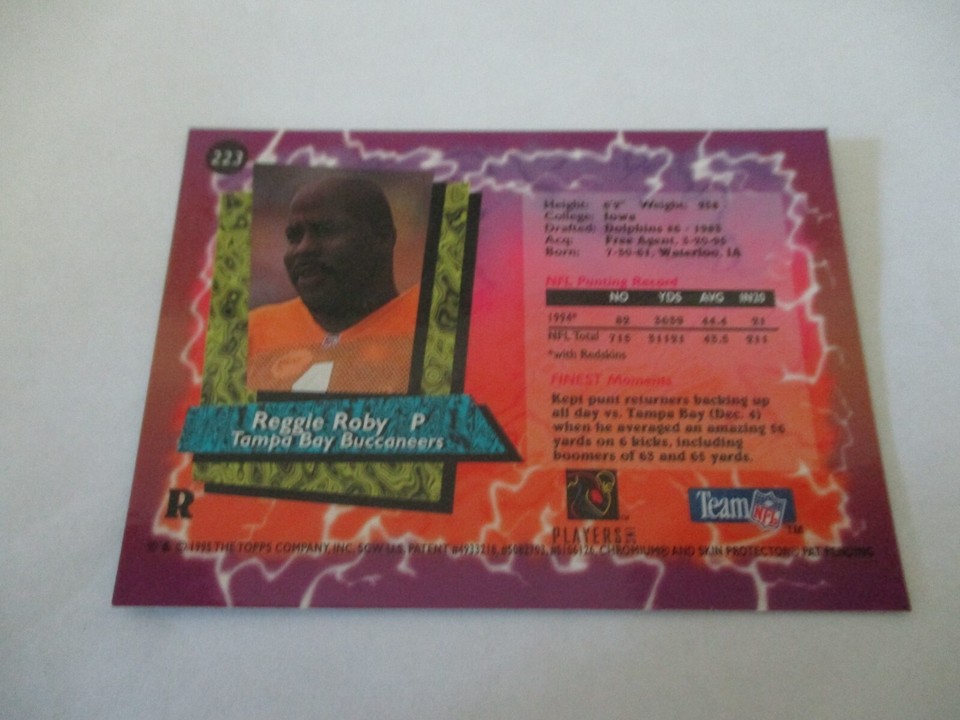 1995 Topps Finest Unpeeled Football Refractor Reggie Roby Card #223 | eBay