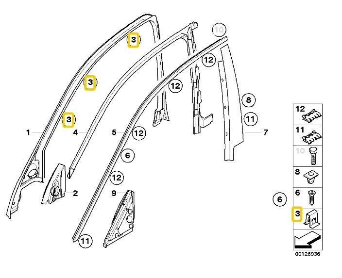 USED OEM BMW 51168196960 Clamp (Plug-in retainer) #3 in diagram | eBay