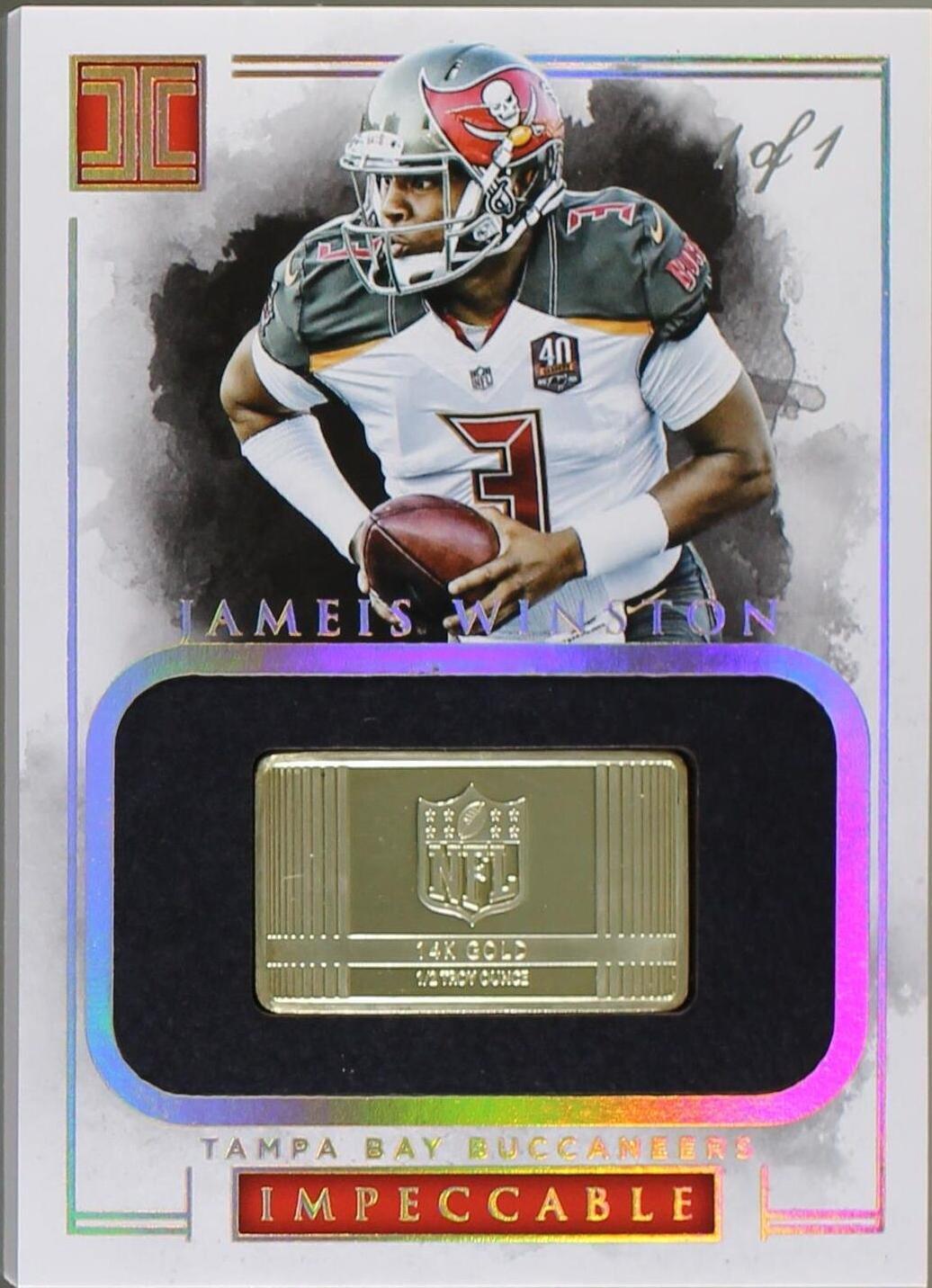 2016 Panini Impeccable - Nfl Logos Jameis Winston #5 Gold /1 for sale ...