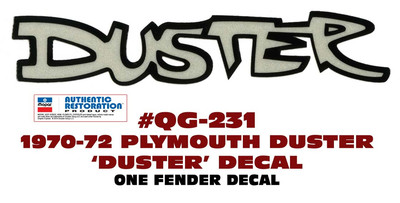 QG-231 1970-1972 PLYMOUTH DUSTER - FENDER DECAL - STICKER - ONE DECAL ...