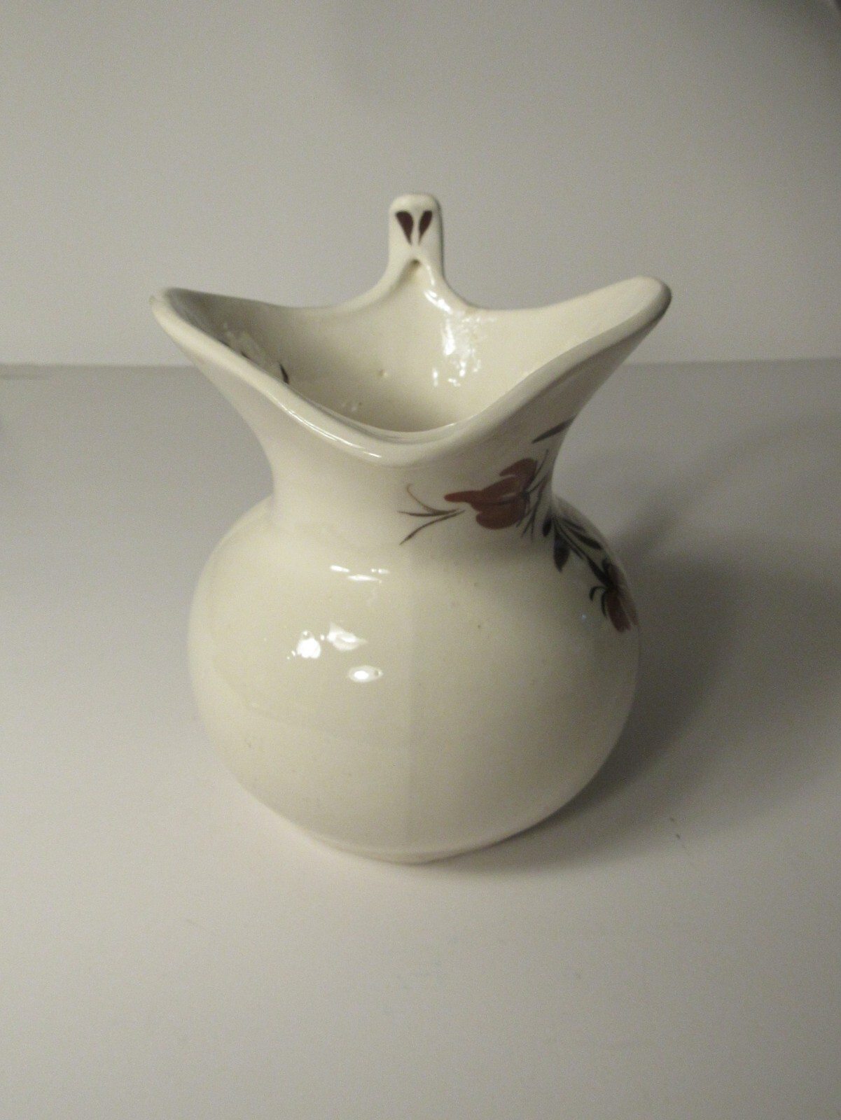 Cash Family Hand Painted Pitcher, 6" Rounded Pitcher Brown Flowers ...