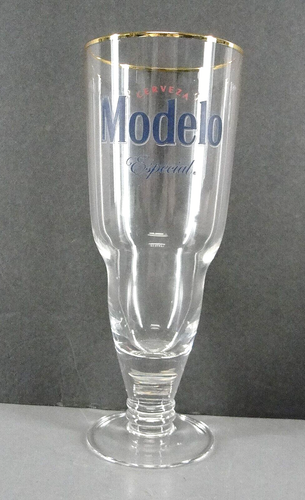 MODELO ESPECIAL 8" BEER PINT DRINKING GLASS 🧉 GOLD RIM BARWARE MANCAVE ...