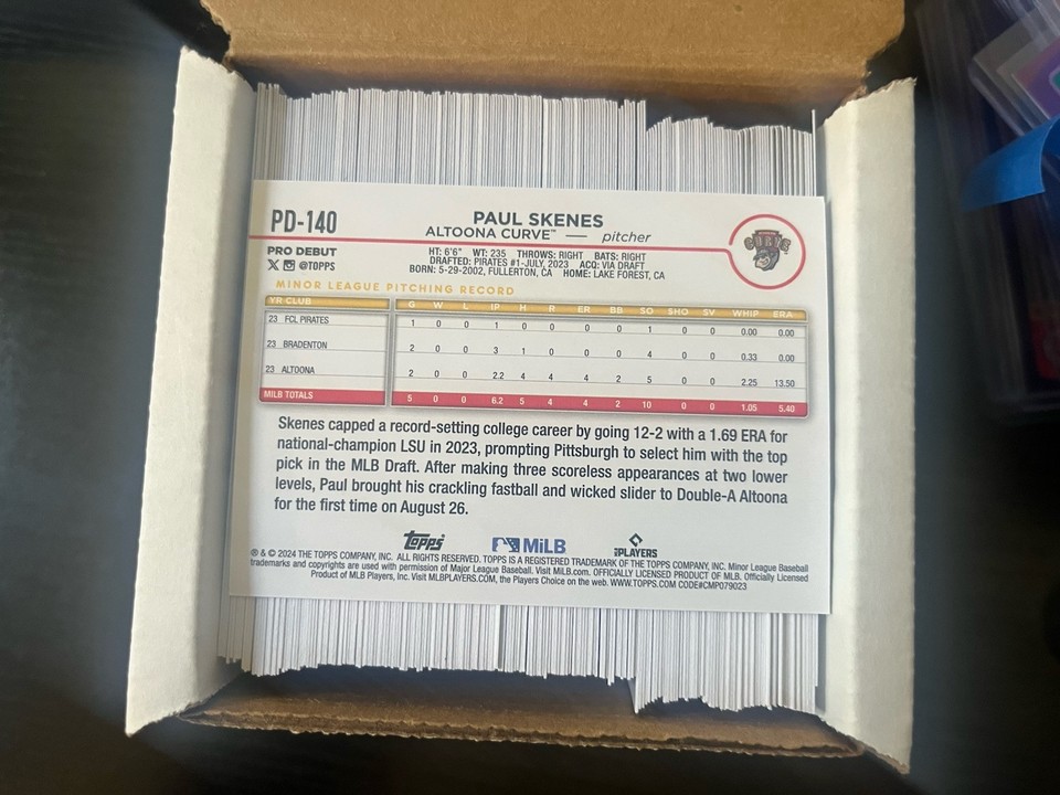 2024 Topps Pro Debut Paper Complete Set 1-200 (Skenes, Chourio ...