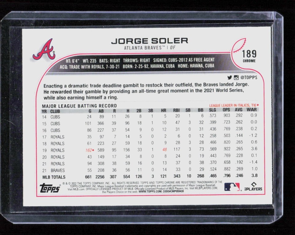 Jorge Soler 2022 Topps Chrome Sonic #189 Black and White RayWave | eBay