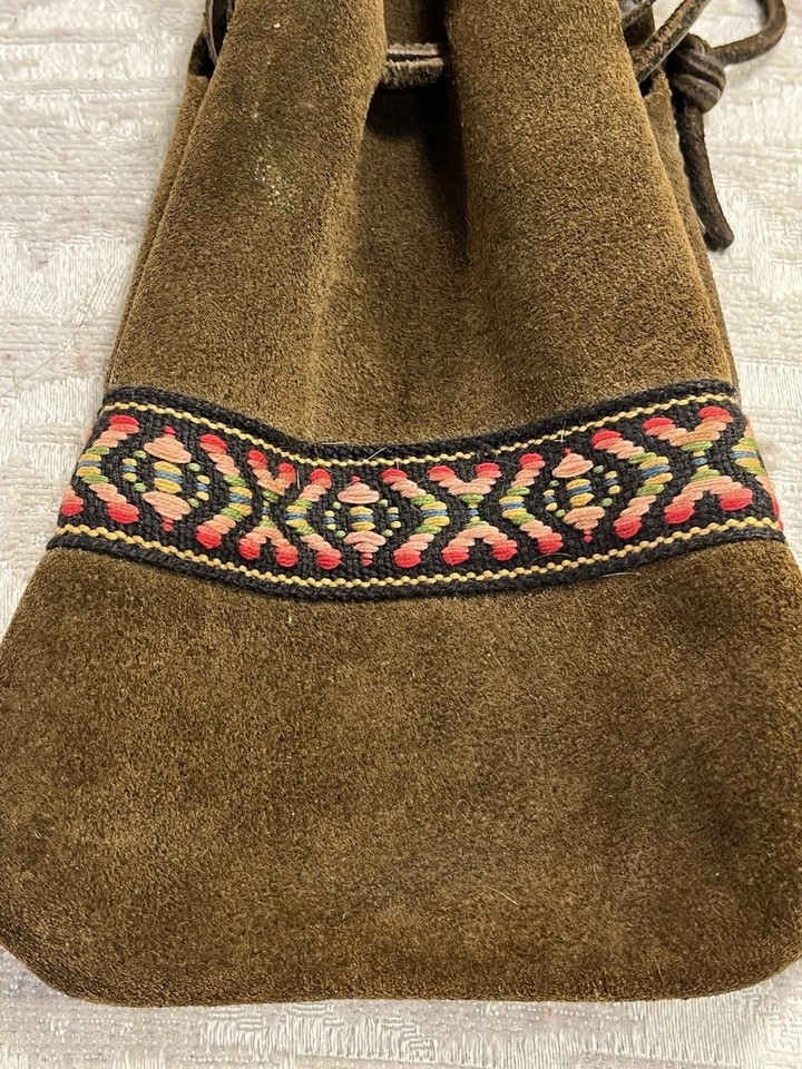 Vintage Suede Leather Drawstring Marble Bag Sack Pouch -- 8083 | eBay