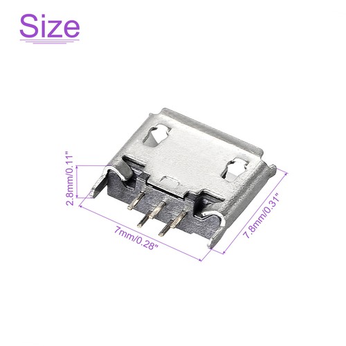 10pcs Micro USB Female Socket 5Pin Jack Adapter 180 Degree 1A 30V for ...