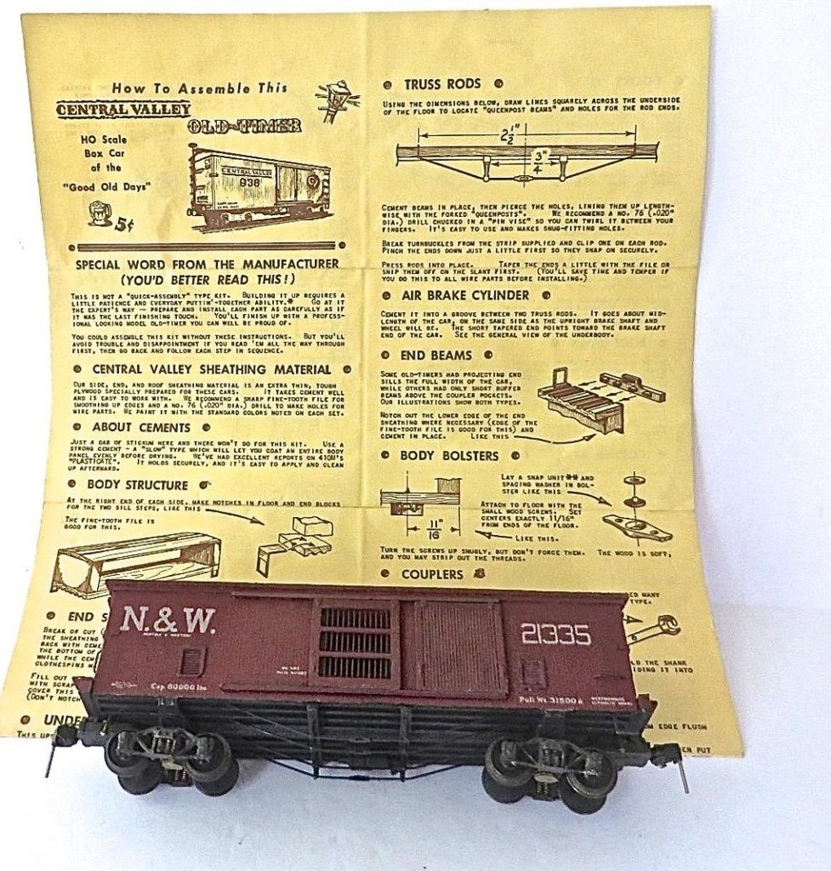 HO 1953 Central Valley R91 Built Old Time N&W Ventilated Box Car with ...