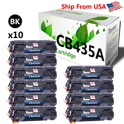 10PK CB435A Black Toner Cartridge 435A 35A for P1002 P1003 P1004 ...
