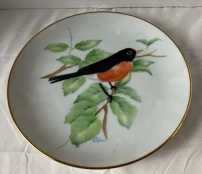 ROBIN Bird Hand Painted Decorative Plate 8" Vintage | eBay