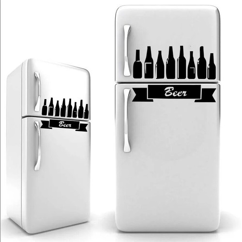 Beer Fridge Sticker Black Vinyl - A4 Size Wall Decor Kitchen Sticker ...
