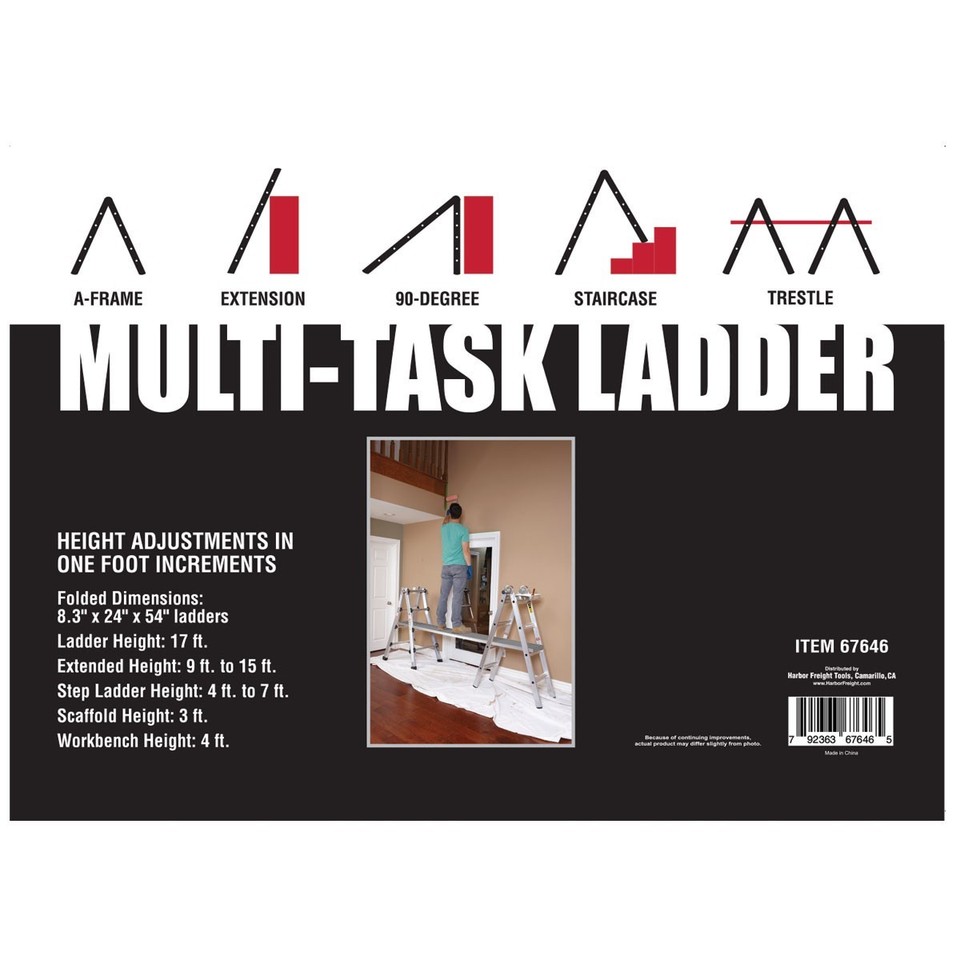 HAULMASTER LADDER 17 FOOT TYPE 1A MULTI TASK AIRCRAFT GRADE ALUMINUM ...