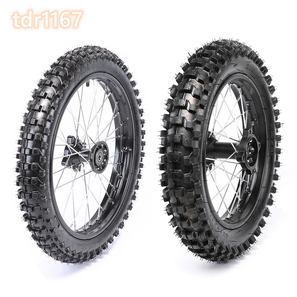 70/100-17 Front +90/100-14 Rear Knobby Tyre Wheel Rim Tire Dirt Pit Pro ...