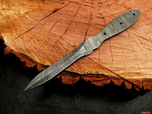 Handmade Pattern Welded Damascus Steel Blank Blade-Double Edge Knife ...