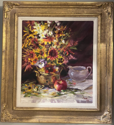 Still Life With Gaillardias By Ron Rencher (Oil Painting) | eBay