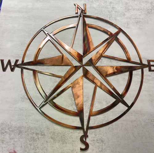 Nautical Compass Rose - Metal Wall Art - Copper and Bronzed Plated 40 ...