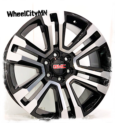 22" gloss black machine OE replica 23217243 rims fits GMC Yukon Denali ...