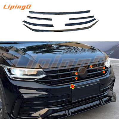 For VW Tiguan 2022-2024 6pcs Glossy Black Front Bumper Upper Decorative ...