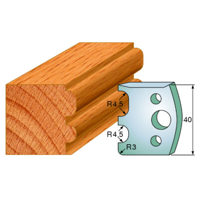 Euro Spindle Moulder Cutters Knives and Limiters 40mm Profile 007 Set ...