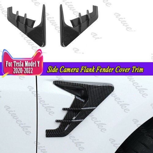Carbon Fiber Side Camera Flank Fender Cover Trim Fit For Tesla Model Y ...