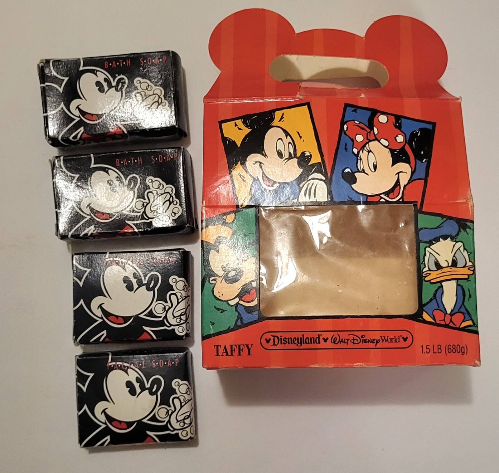 Vtg Walt Disney Resorts Mickey Mouse Bath Soap 4 White Bar Soaps & Bag ...