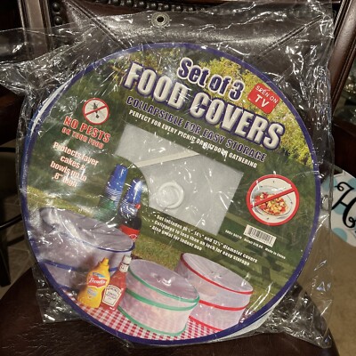 SET OF 3 POP-UP COLLAPSIBLE OUTDOOR PICNIC FOOD COVERS SEEN ON TV 3 ...