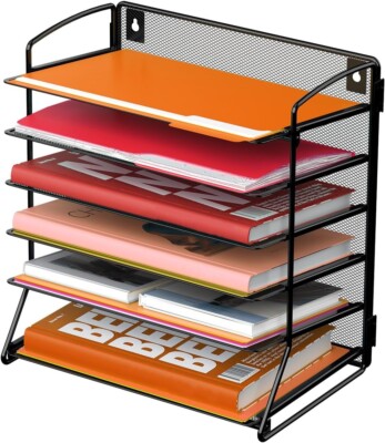 6 Tier Paper Letter Tray Organizer Mesh Desktop File Organizer, Paper ...