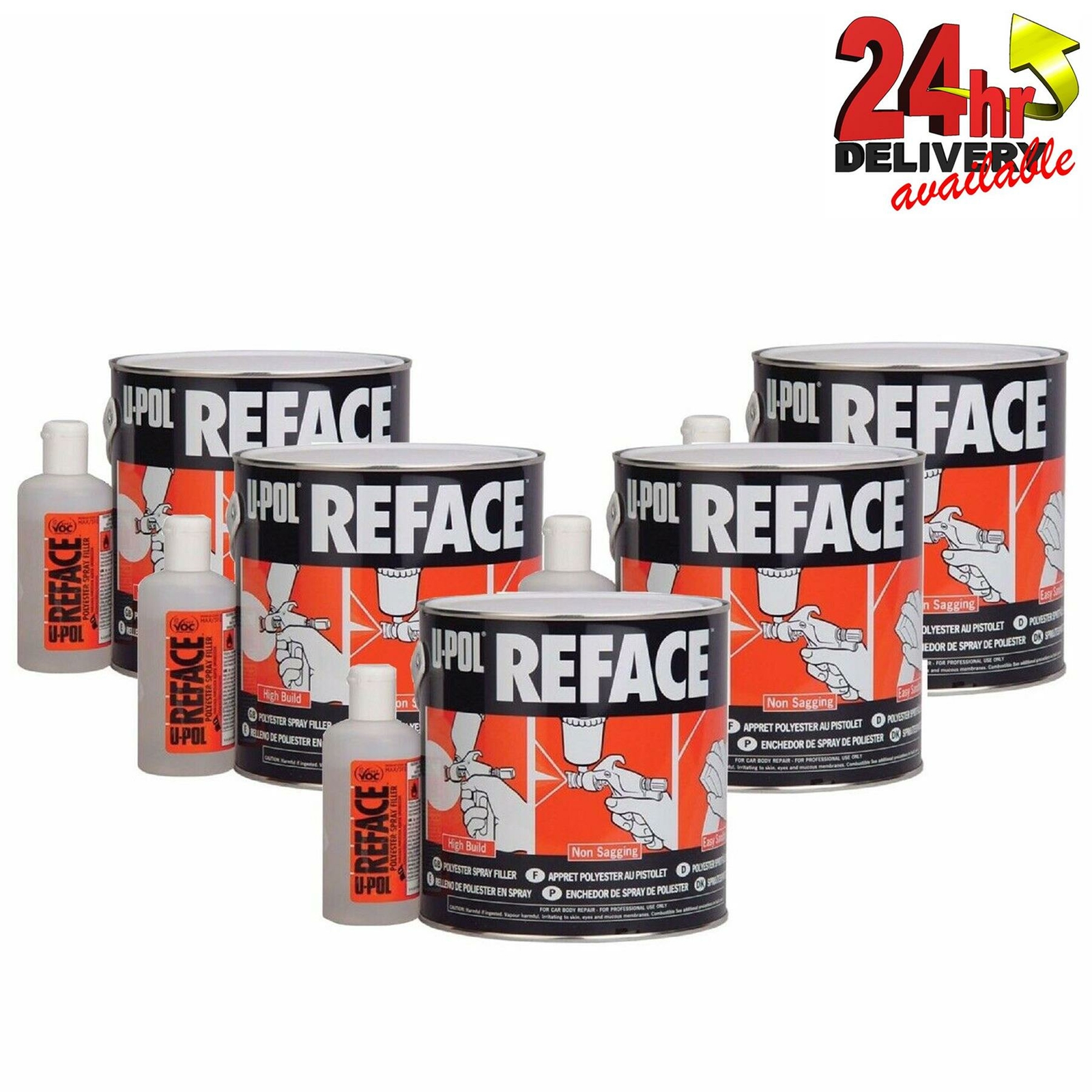 5 x UPOL Reface Polyester Spray Filler 1L Kit With Hardener Upol | eBay UK