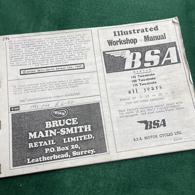BSA Bantam 125 150 175 D1 D3 D5 D7 Workshop Manual Book Guide Reprint ...