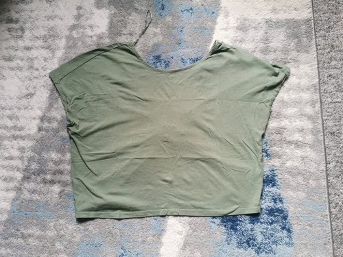 Monki Women's Top M Green Cotton with Elastane Short Sleeve Collared ...