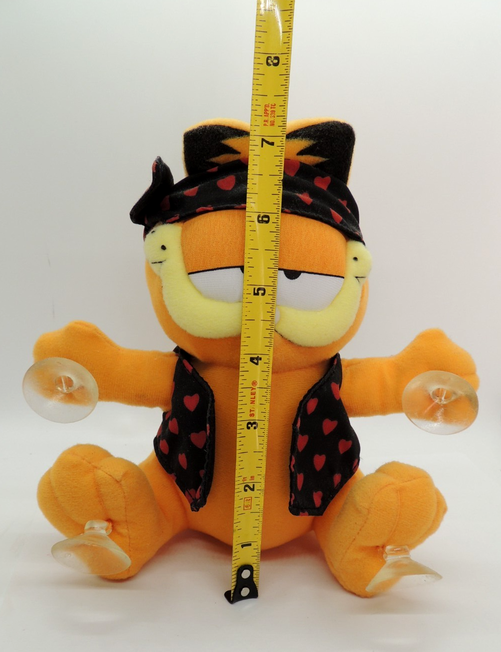 Vintage Garfield Hang-On Window Cling Plush Vest Bandana Hearts Biker ...