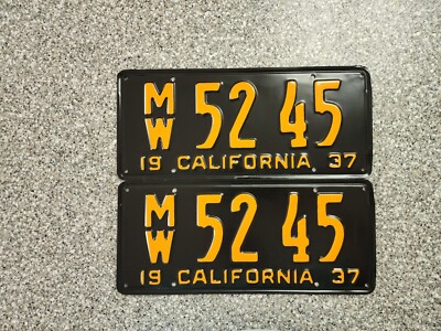 1937 California Commercial License Plates, Professionally Restored, DMV ...