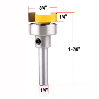 1pcs 1/4" Shank Top Bearing 1/4" Blade Flush Trim Pattern Router Bit | eBay