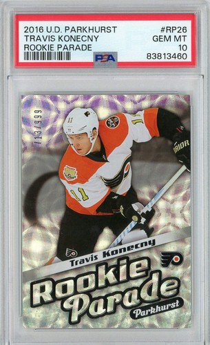Graded 2016 UD Parkhurst Travis Konecny #RP26 Rookie Parade Hockey Card ...