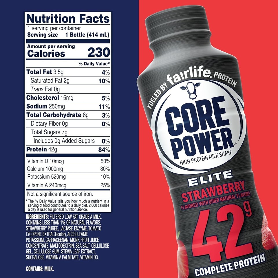 Core Power Elite Strawberry Protein Shake – 42g Protein, 14oz, 12 Pack ...
