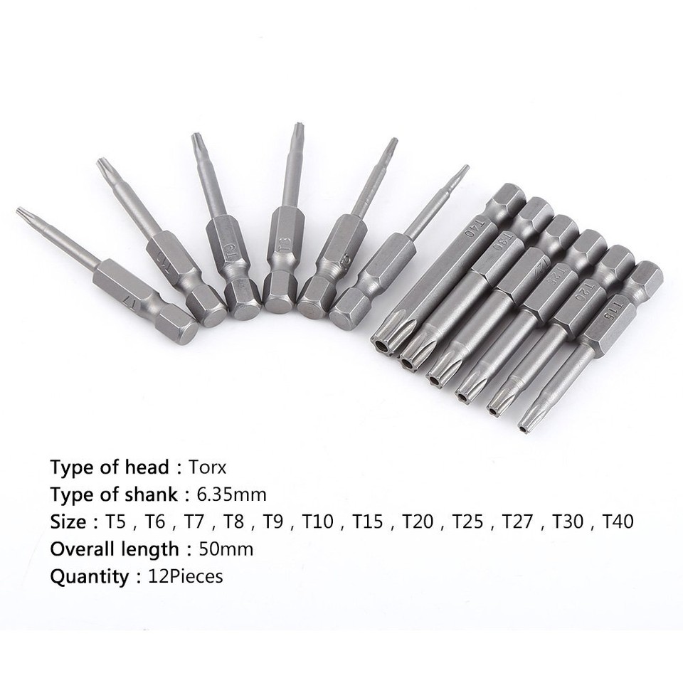 Security Torx Bit Set + Hex Key Allen Bit Set - For Power Drill ...