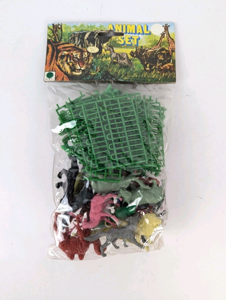 NEW 80s Plastic Toy Zoo Animal Figures 40+ Pc African Wildlife Set ...