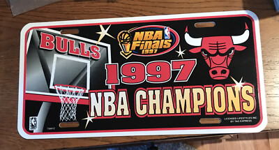 Vintage 1997 NBA Chicago Bulls CHAMPIONS Plastic License Plate Michael ...