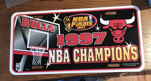 Vintage 1997 NBA Chicago Bulls CHAMPIONS Plastic License Plate Michael ...