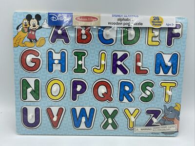 Disney Classics Alphabet Wooden Peg Puzzle (26 pcs) Learning Toy Mickey ...
